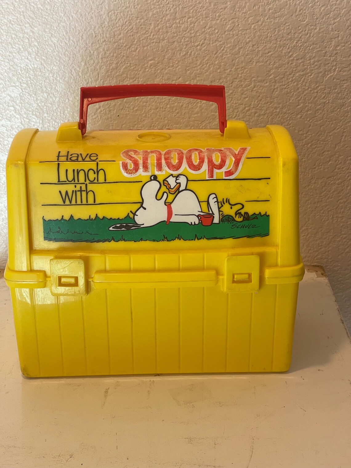 Vintage Snoopy Yellow Lunch Box - Etsy