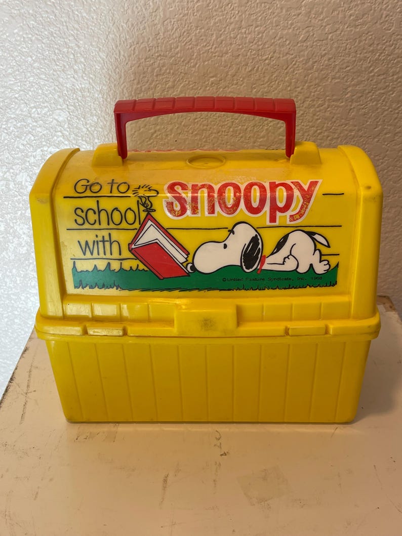 Vintage Snoopy Yellow Lunch Box - Etsy
