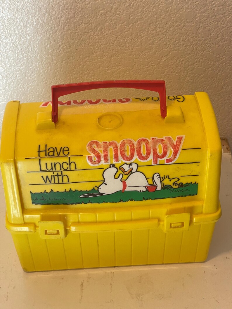 Vintage Snoopy Yellow Lunch Box - Etsy