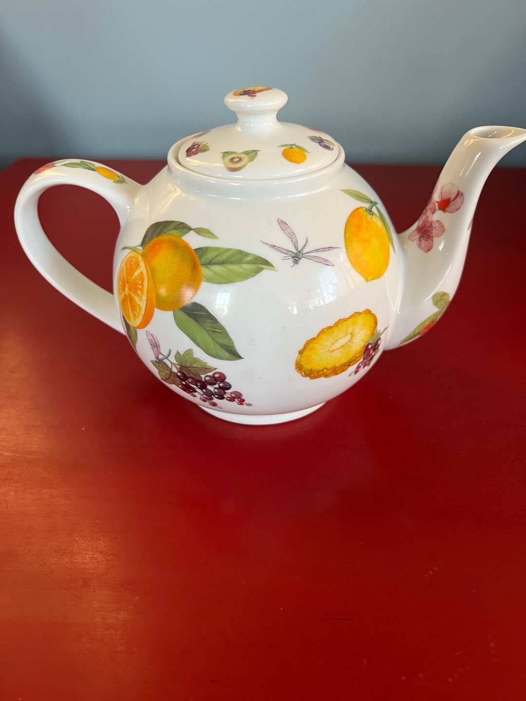 Paul Cardew Designs Tea Pot Fruit and Dragonflies Never Used - Etsy