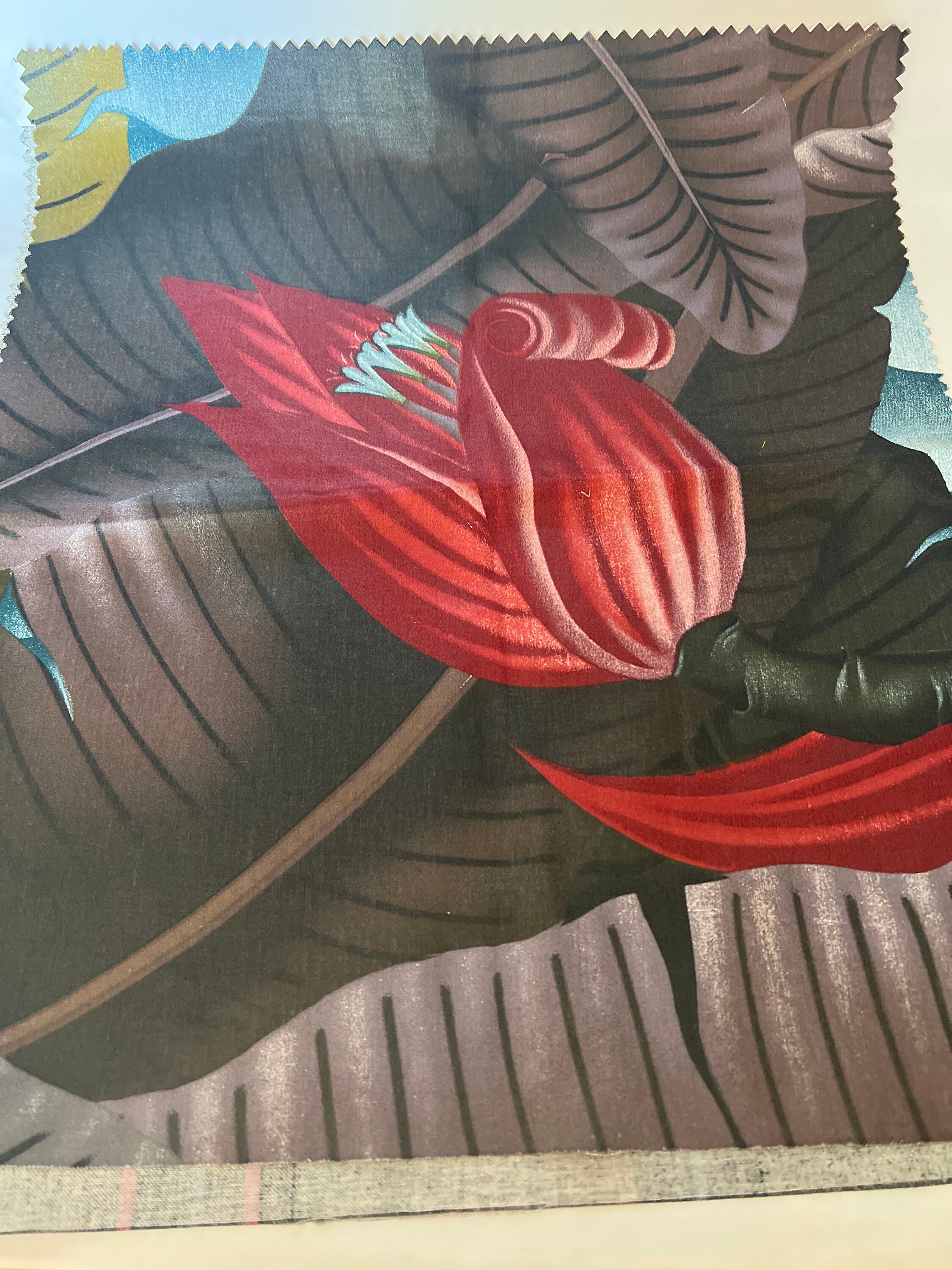 3 Tropical Print Samples 16x19 Chintz Art Deco Cotton Scotch Guard ...