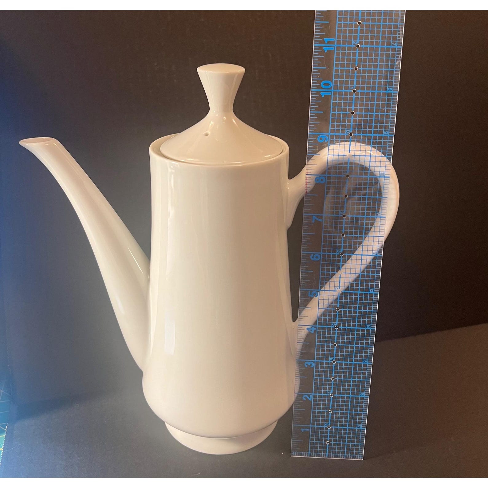 Vintage White Porcelain Coffee Pot With Lid & Elegant Design MCM Style ...