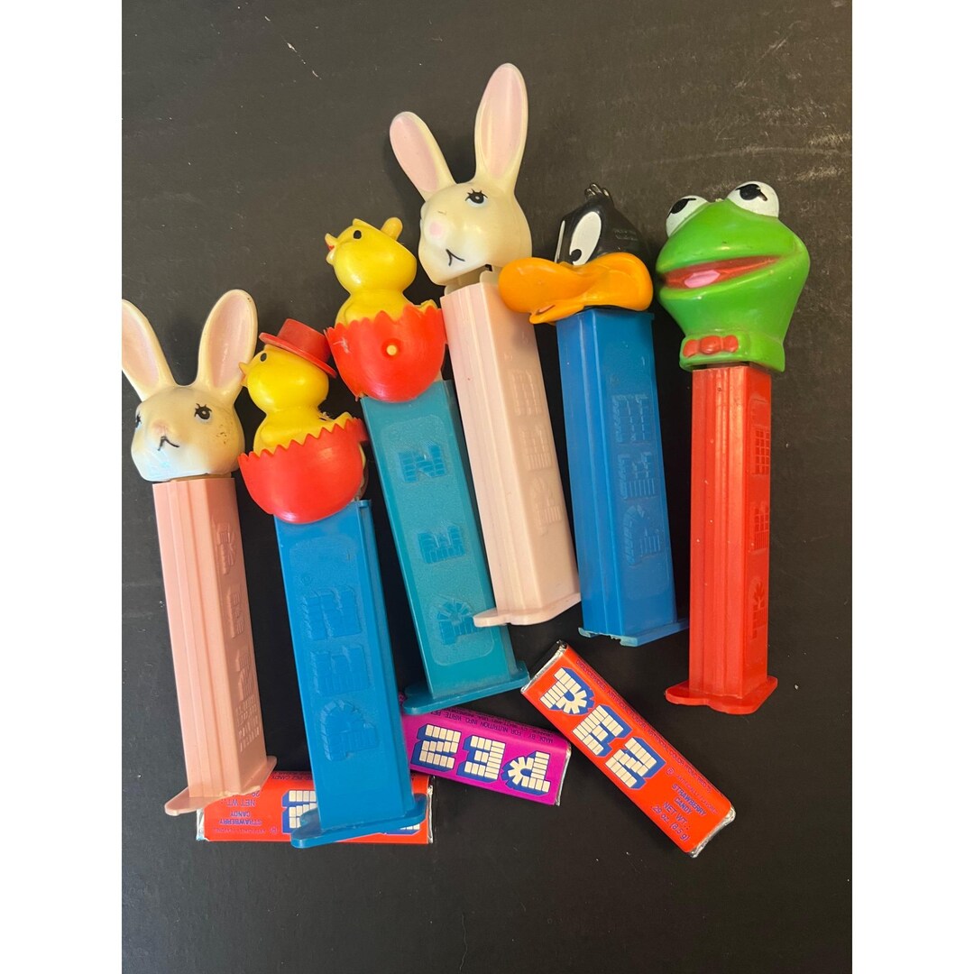 6 Vintage Pez Dispenser Lot With Bunny Daffy Duck Chick Rabbit & Kermit ...