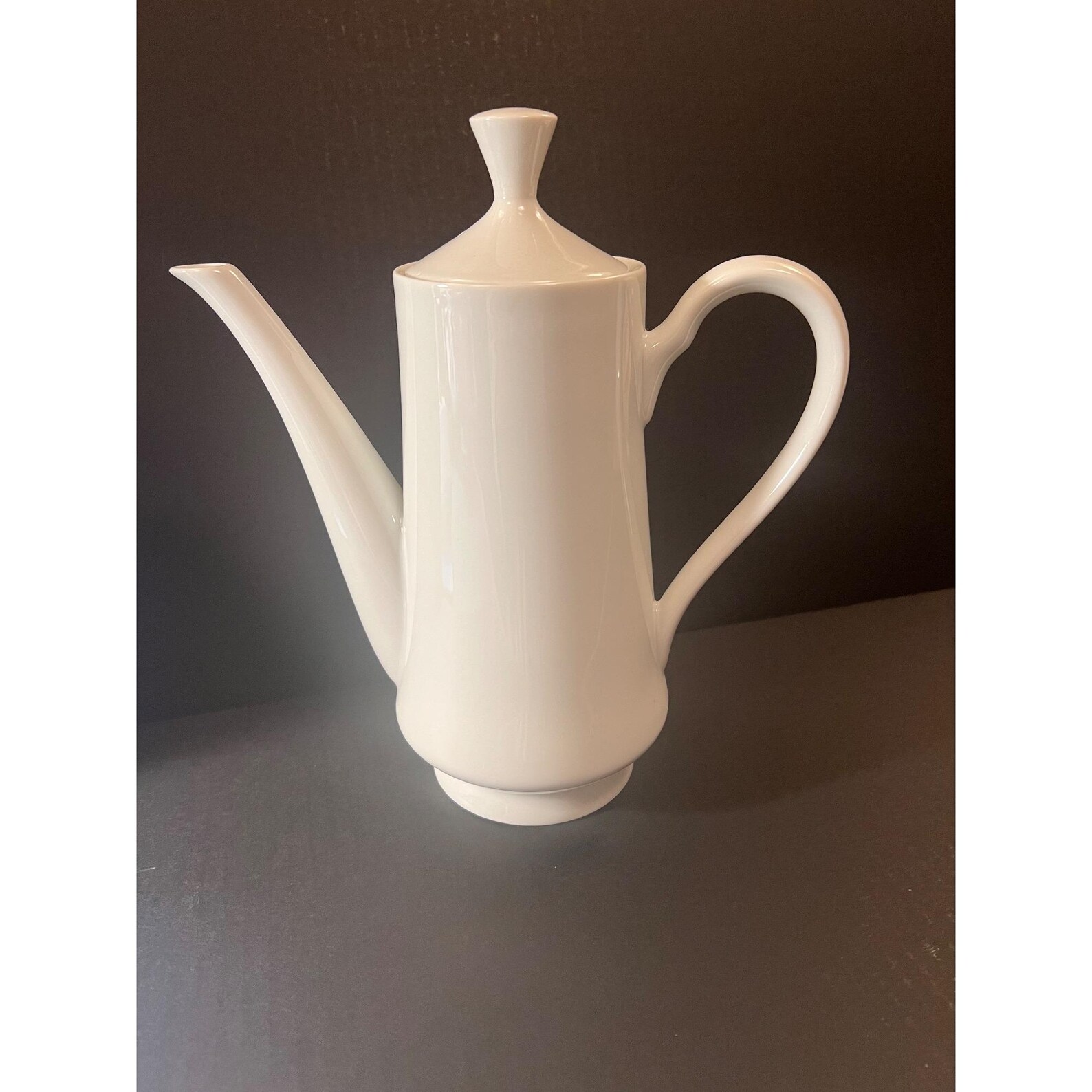 Vintage White Porcelain Coffee Pot With Lid & Elegant Design MCM Style ...