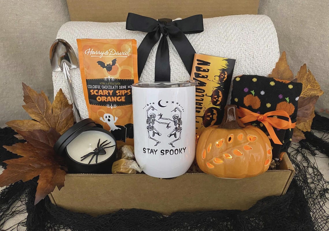 Spooky Halloween Gift Basket, Fall Care Package With Ghost and Pumpkin ...