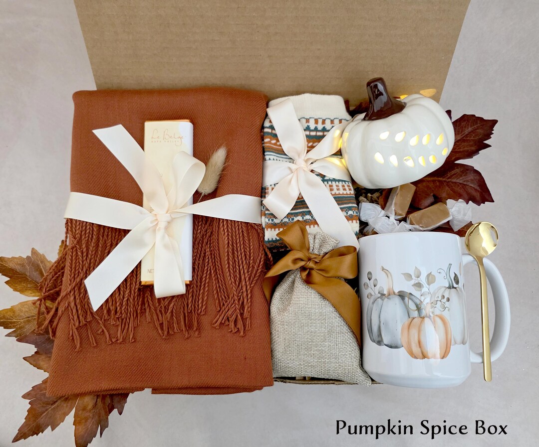 Cozy Fall Box for Her, Self-soothing Set, Pumpkin Spice Candle and ...