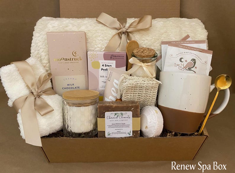 Cozy Self Care Gift Box for Women, Comfort Blanket & Socks Set ...