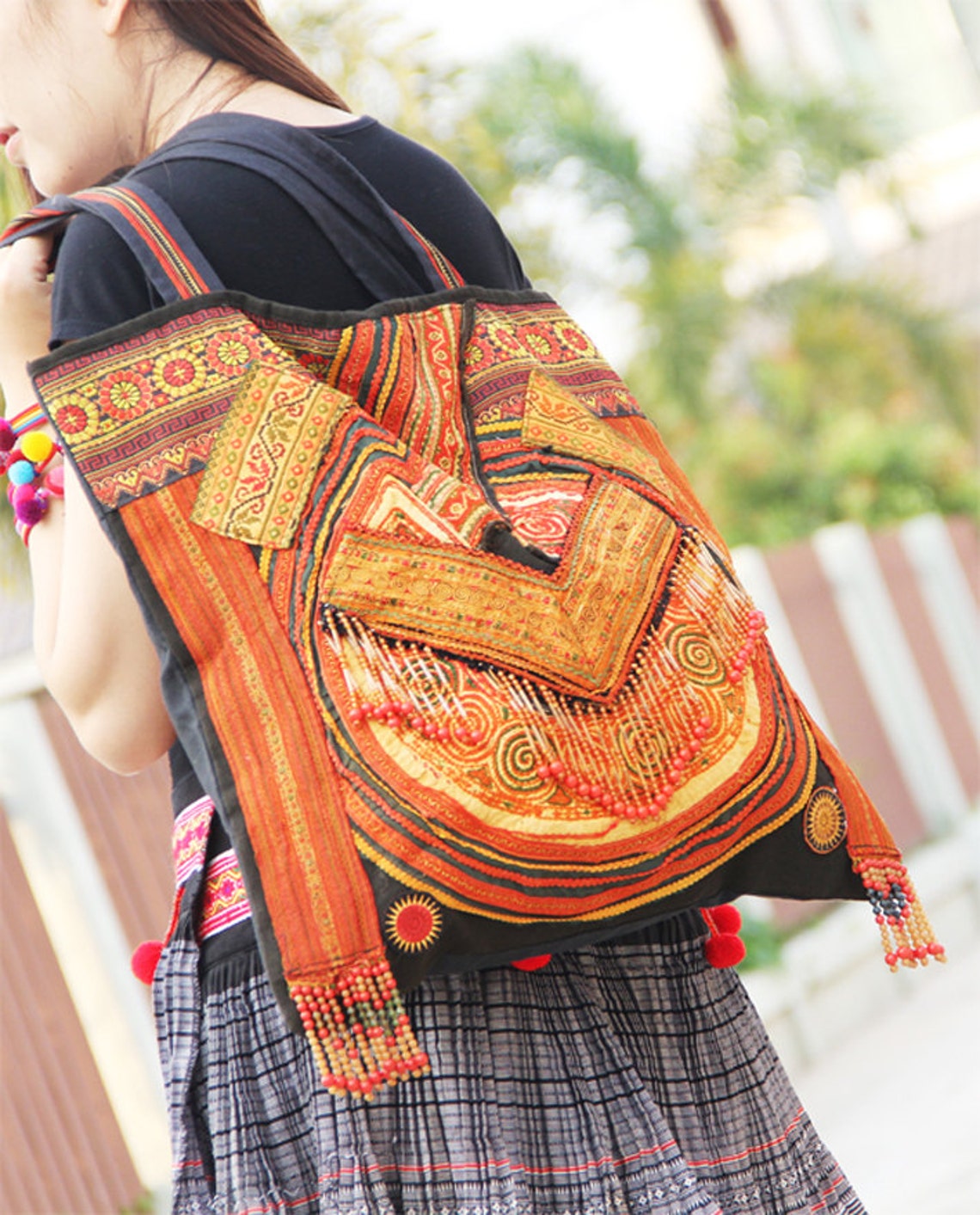 Tribal Bag, Medium Size Multi-colors, Decorated With Colorful Beads. - Etsy