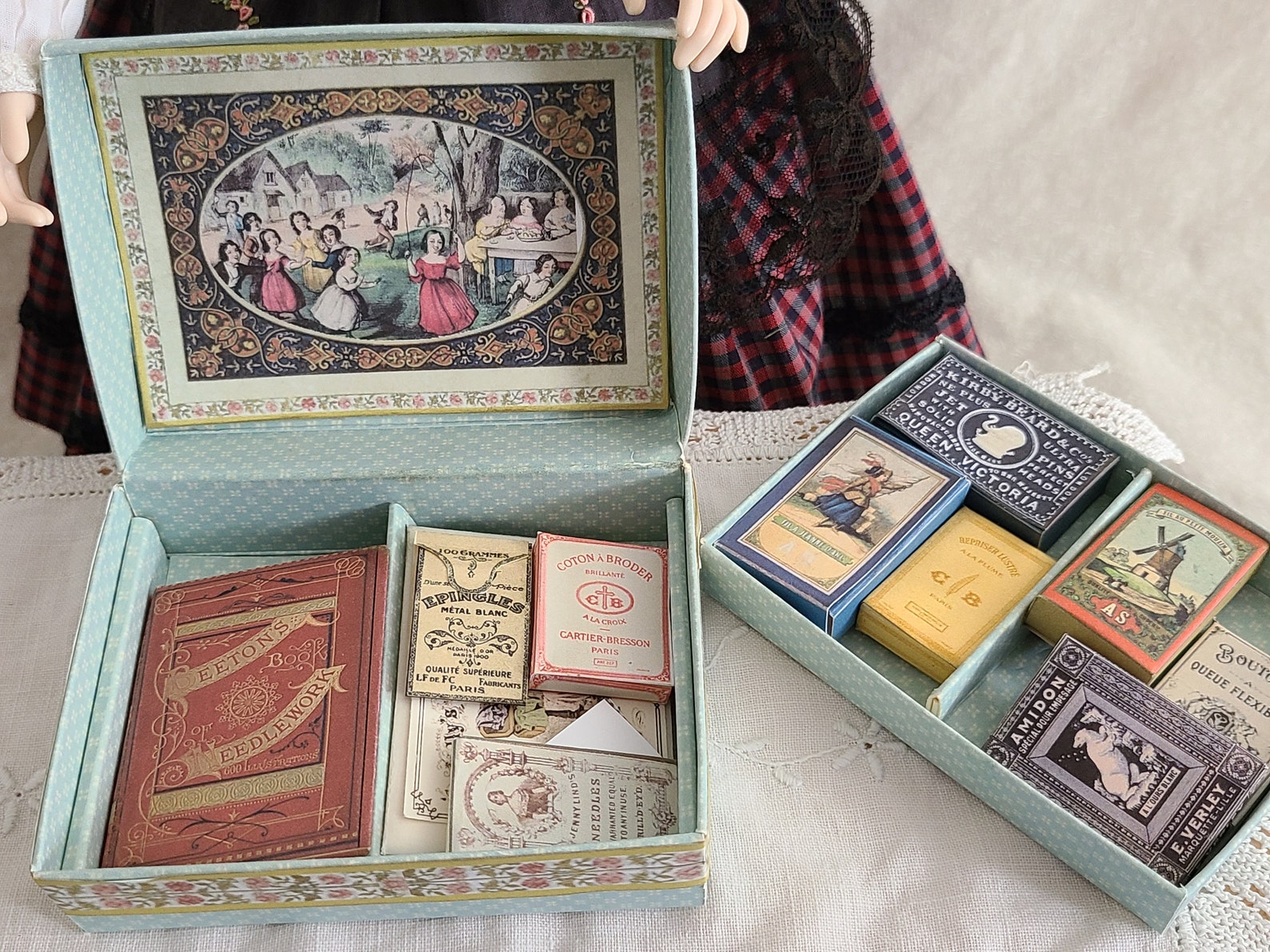 PDF Mini Needlework Box With Accessories for Dolls Antique Reproduction ...