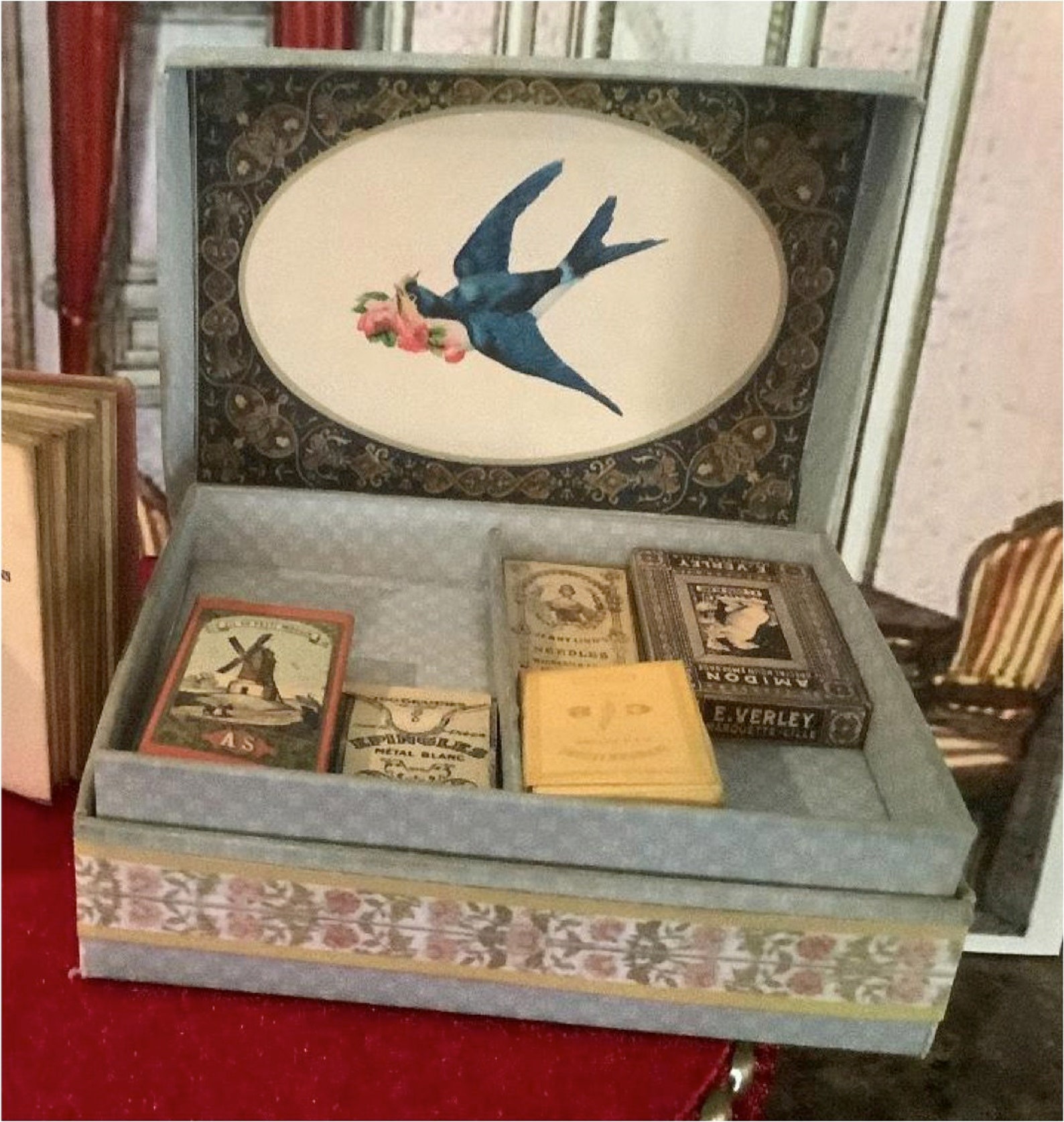 PDF Mini Needlework Box With Accessories for Dolls Antique Reproduction ...