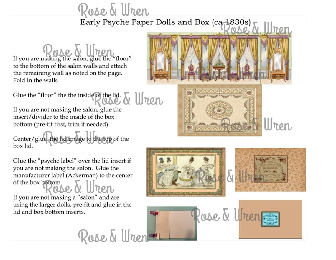 PDF Mini 1830s "psyche" Paper Dolls AND Salon Set, Antique Reproduction ...