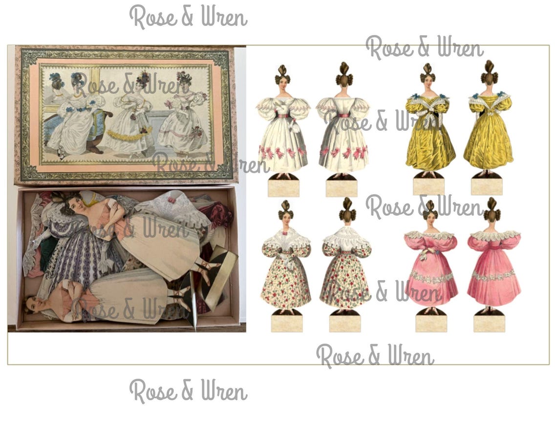 PDF Mini 1830s "psyche" Paper Dolls AND Salon Set, Antique Reproduction ...