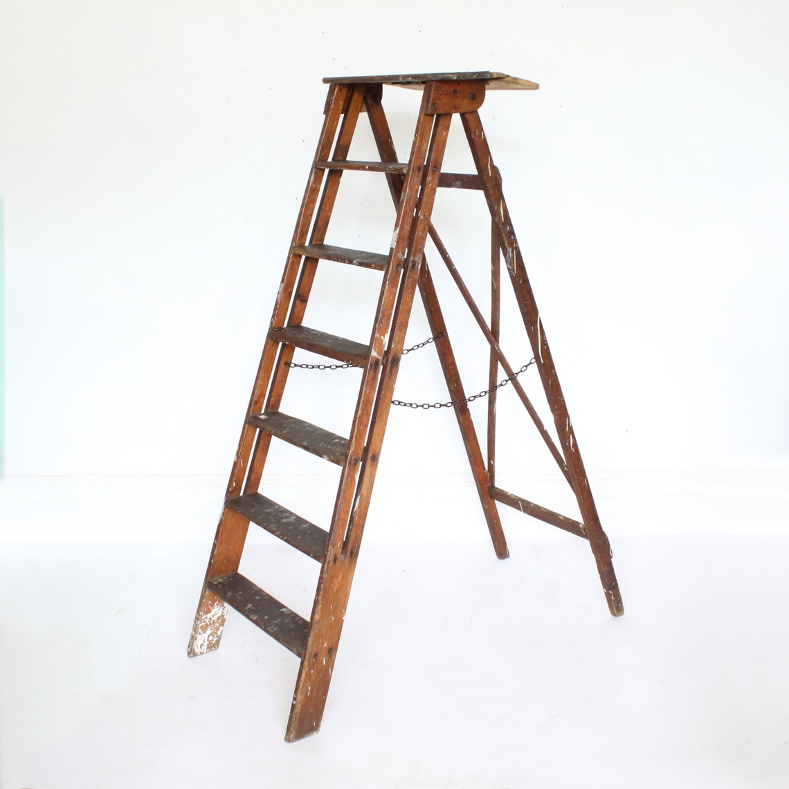 Vintage French Wooden Ladder - Etsy