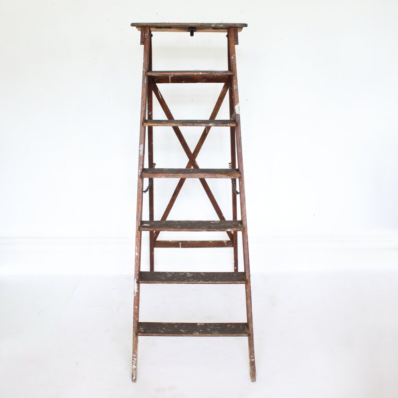 Vintage French Wooden Ladder - Etsy