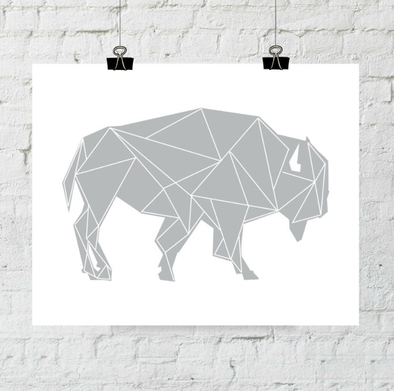 Buffalo Art Print Gray Artwork Grey Art Print Buffalo Wall - Etsy