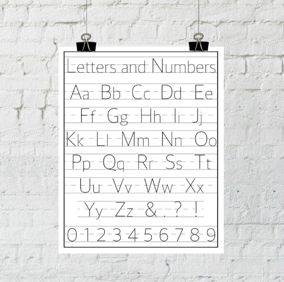 Letters and Numbers, Classroom Decor, Alphabet Print Black and White ...