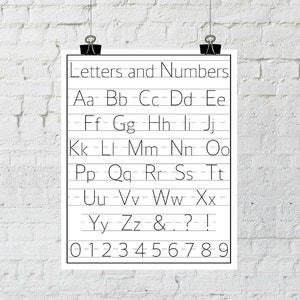 Letters and Numbers, Classroom Decor, Alphabet Print Black and White ...