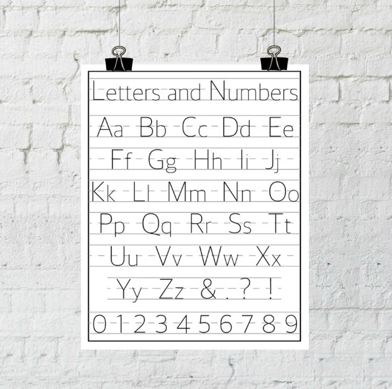 Letters and Numbers, Classroom Decor, Alphabet Print Black and White ...