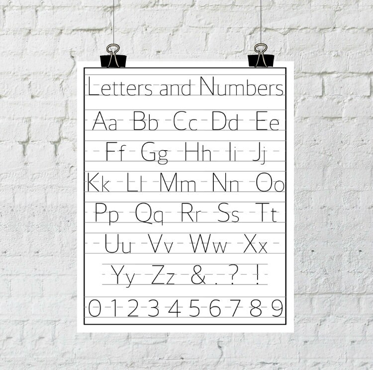 Letters and Numbers, Classroom Decor, Alphabet Print Black and White ...