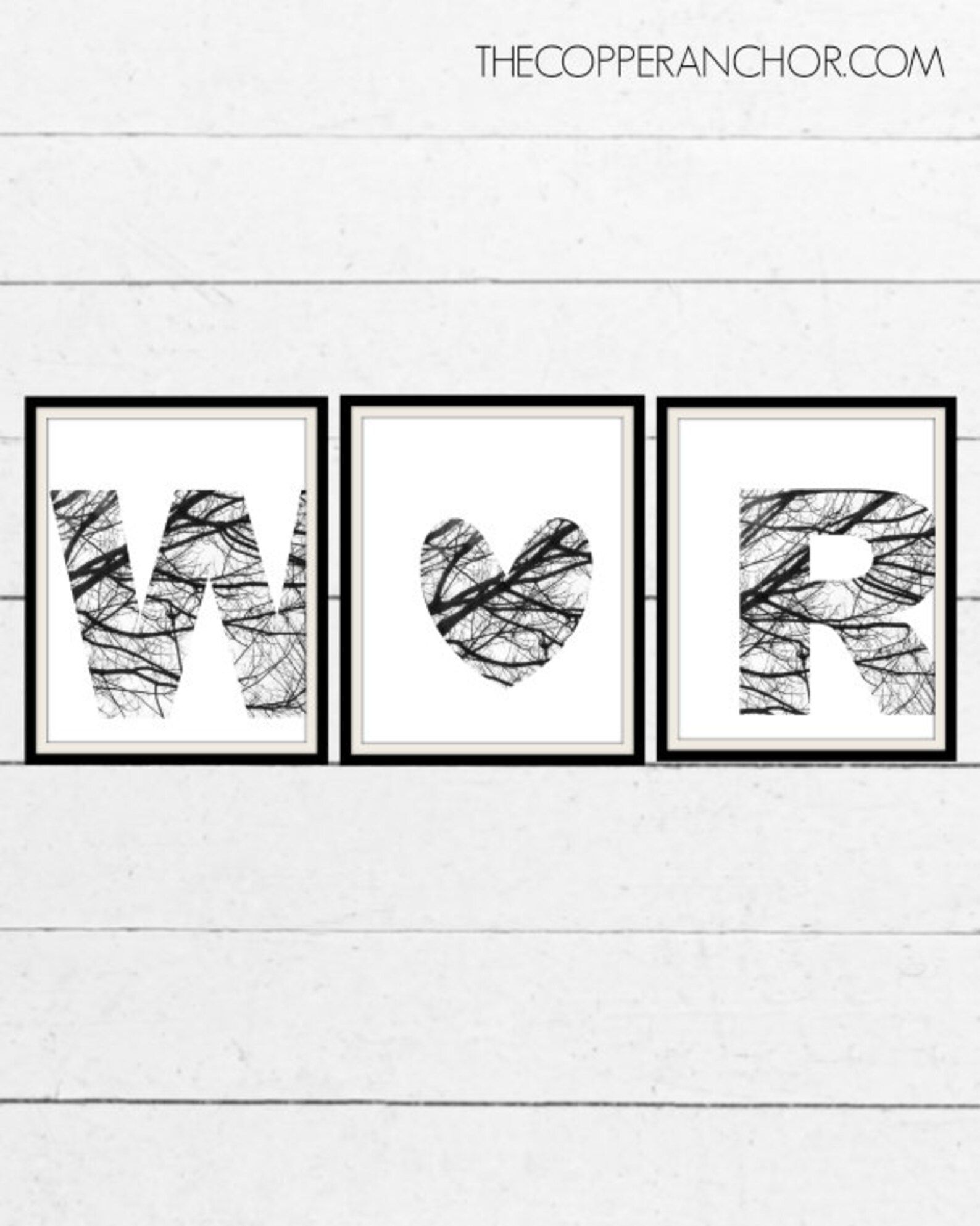 W Letter W Monogram Tree Branch Art Black and White - Etsy