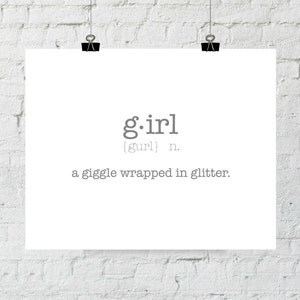 Girl Nursery Decor, Girl Definition, Typography, Dictionary Print, Wall ...