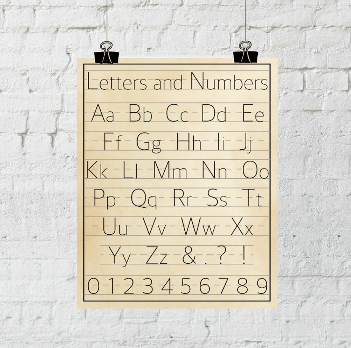 Letters and Numbers, Classroom Decor, Vintage Alphabet Wall Art ...