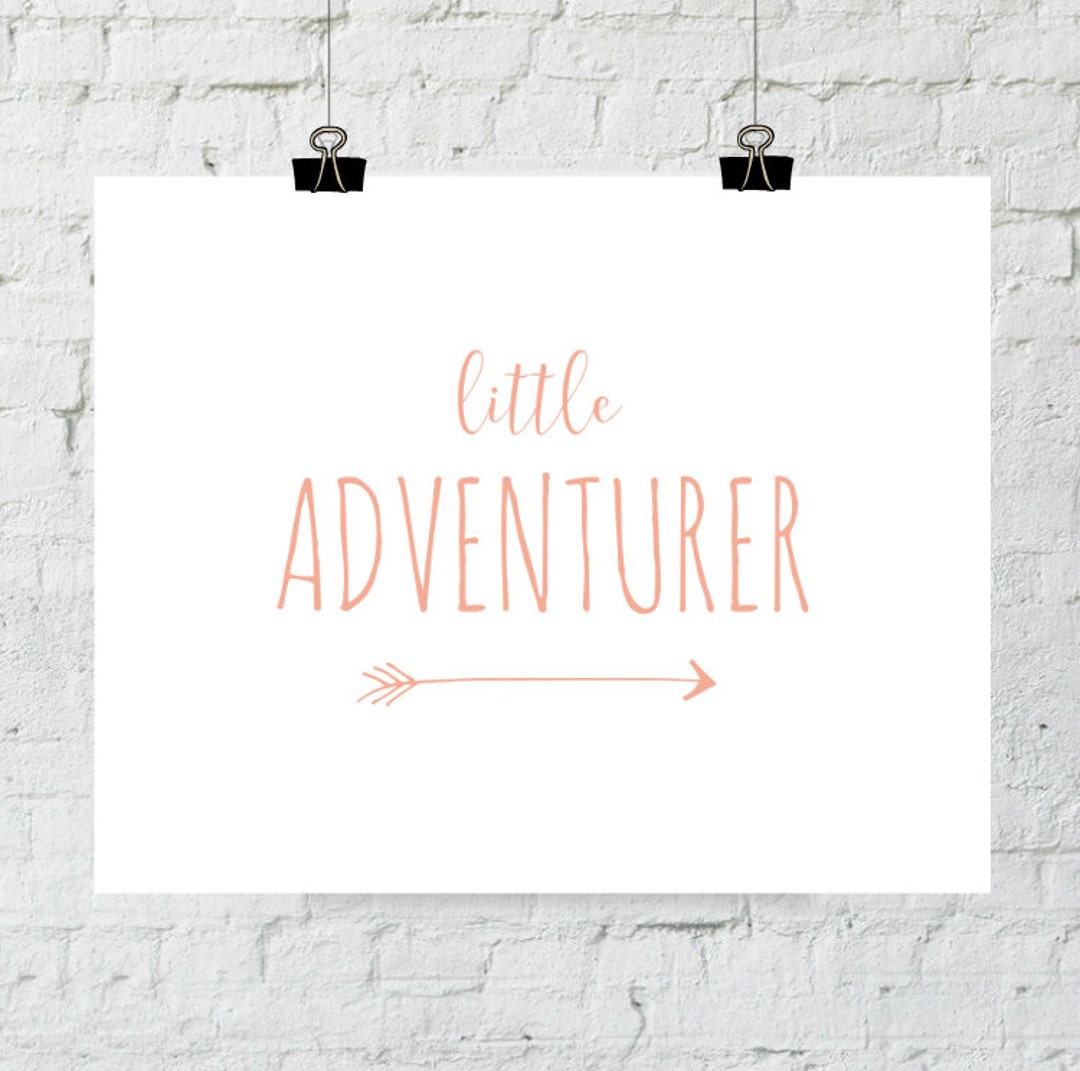 Adventure Print, Nursery Decor, Little Adventurer, Coral Pink Peach ...