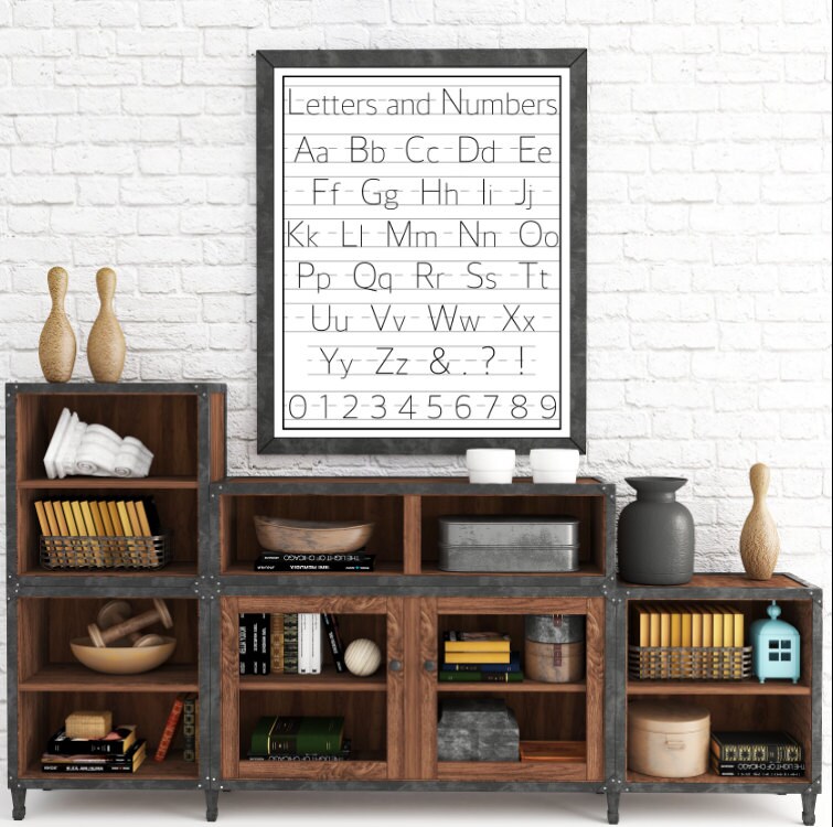 Letters and Numbers, Classroom Decor, Alphabet Print Black and White ...