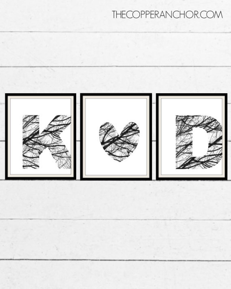 D Monogram Letter Decor Scandinavian Design Black and White - Etsy