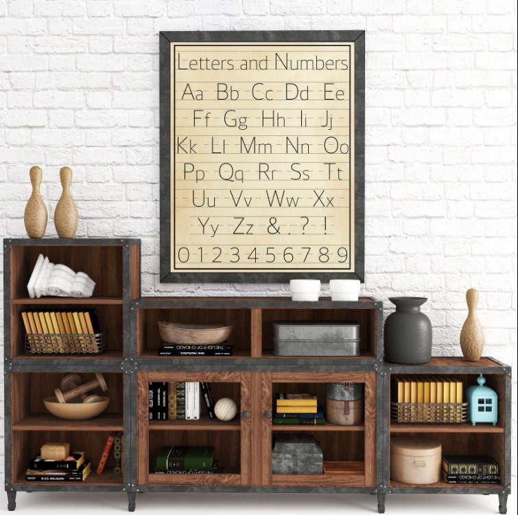 Letters and Numbers, Classroom Decor, Vintage Alphabet Wall Art ...
