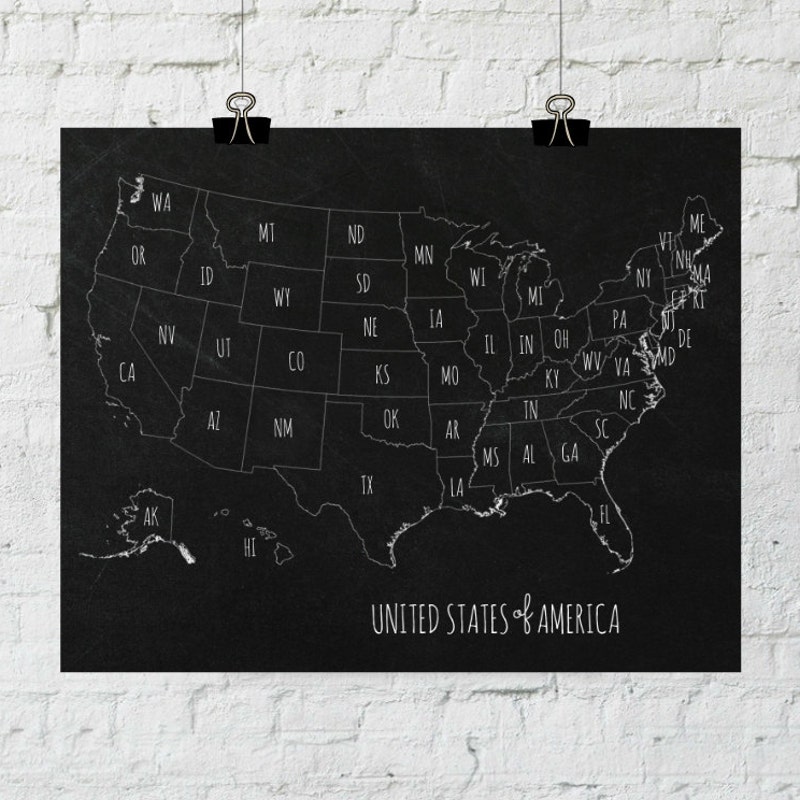 Chalkboard Map - Etsy