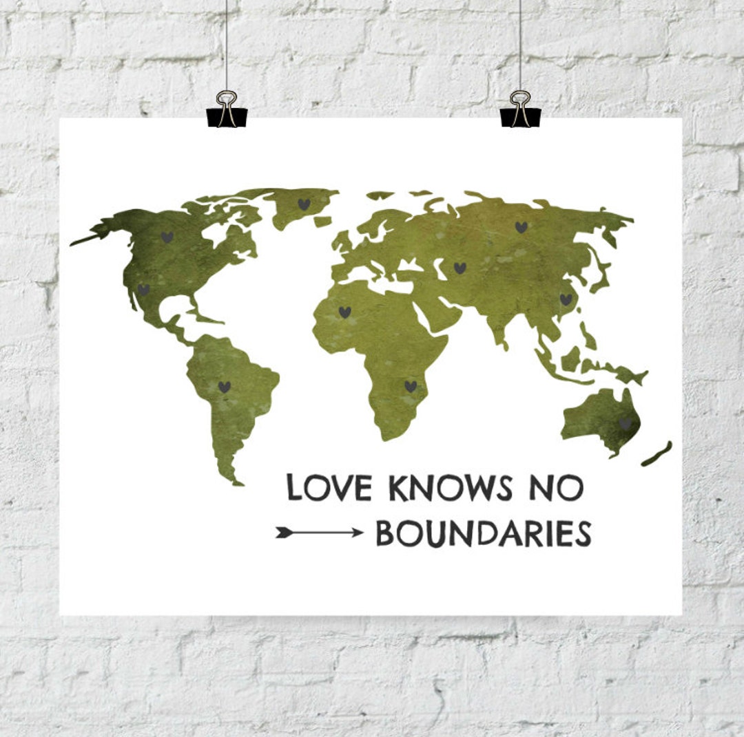 Love Knows No Boundaries. 8x10 Green Map, Typographic, Home Decor Print ...