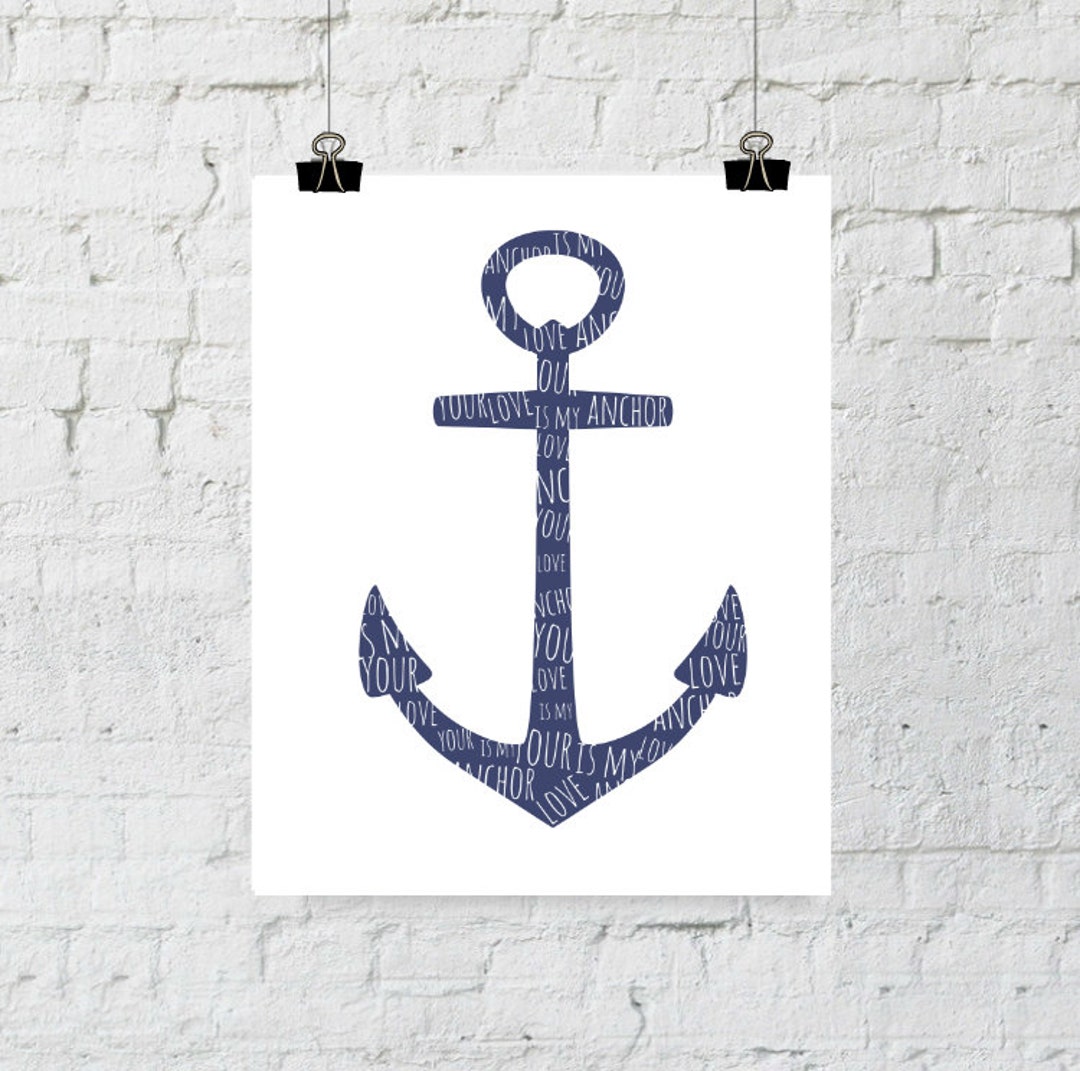 Nautical Wall Decor, Anchor Decor, Anchored Love, Navy Blue Prints ...