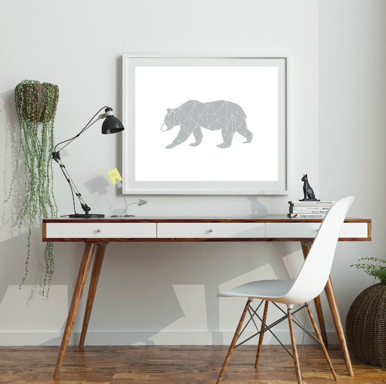 Bear Printable, Geometric Bear, Bear Wall Art, Bear Wall Print, Nursery ...