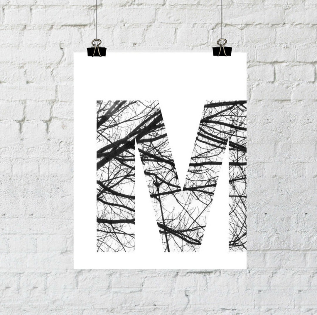 Letter M Wall Art, Monogram, Wall Art Prints, Scandinavian Art, Nordic ...