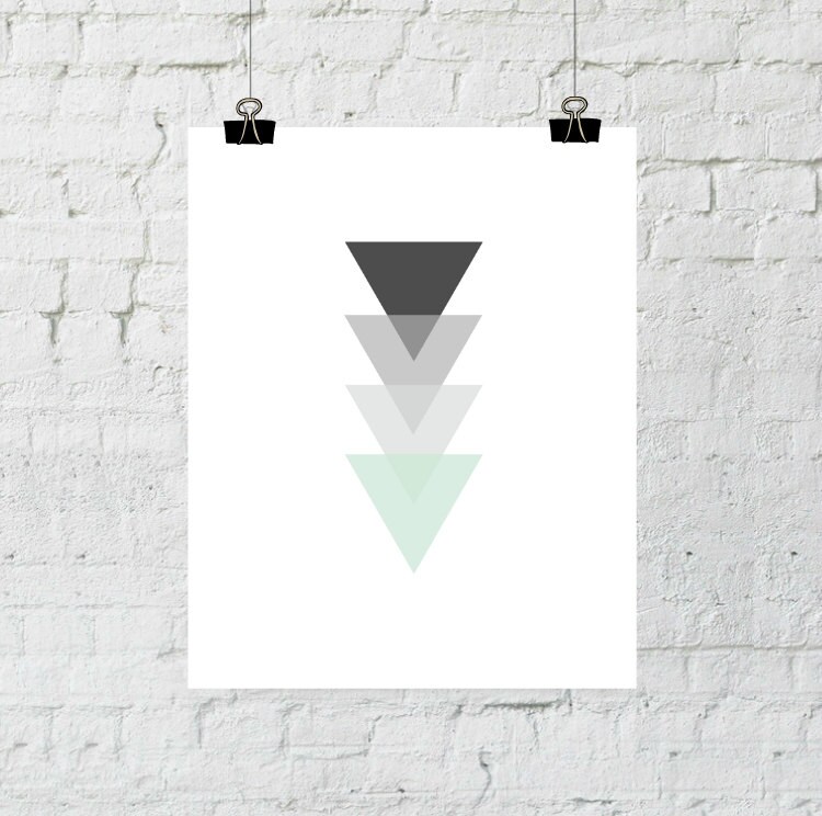 Mint Green, Triangle Art, Art Print, Instant Download, Printable Art ...