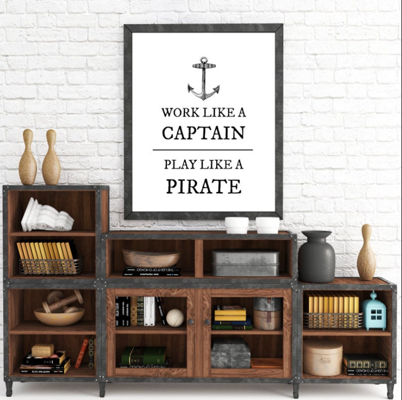 Work Like A Captain Play Like A Pirate Nautical Anchor Decor - Etsy