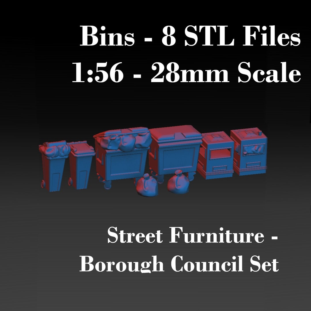 Bins - 8x Unique STL Files - 3D Printable Model Scenics for 1:56 28mm ...