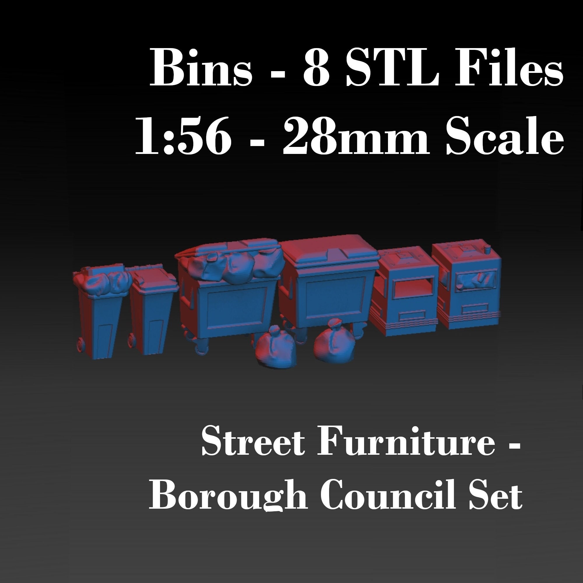 Bins 8x Unique STL Files 3D Printable Model Scenics for 1:56 28mm ...