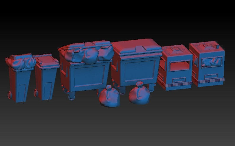 Bins - 8x Unique STL Files - 3D Printable Model Scenics for 1:56 28mm ...