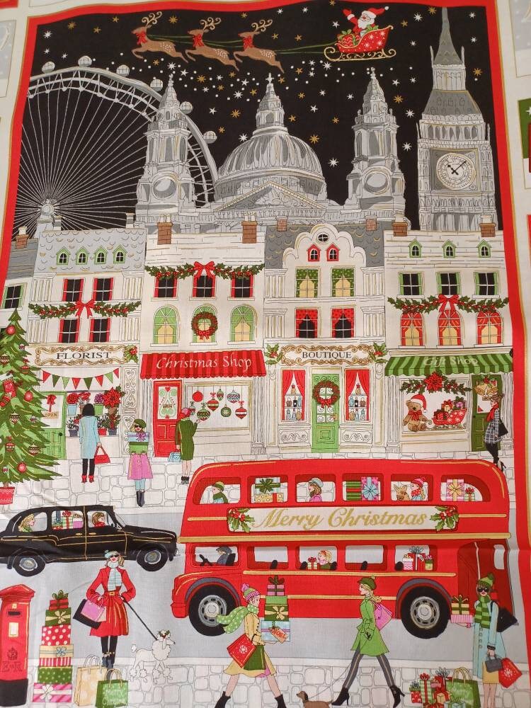 Makower Christmas Advent Panel London Icons 100% Quilting - Etsy UK