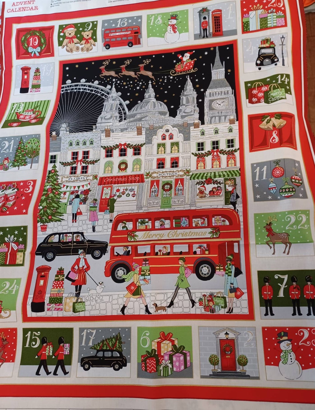 Makower Christmas Advent Panel London Icons 100% Quilting - Etsy UK