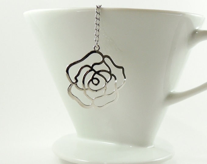Rose Loose Tea Infuser Tea Strainer Silver Tone Rose Pendant - Etsy