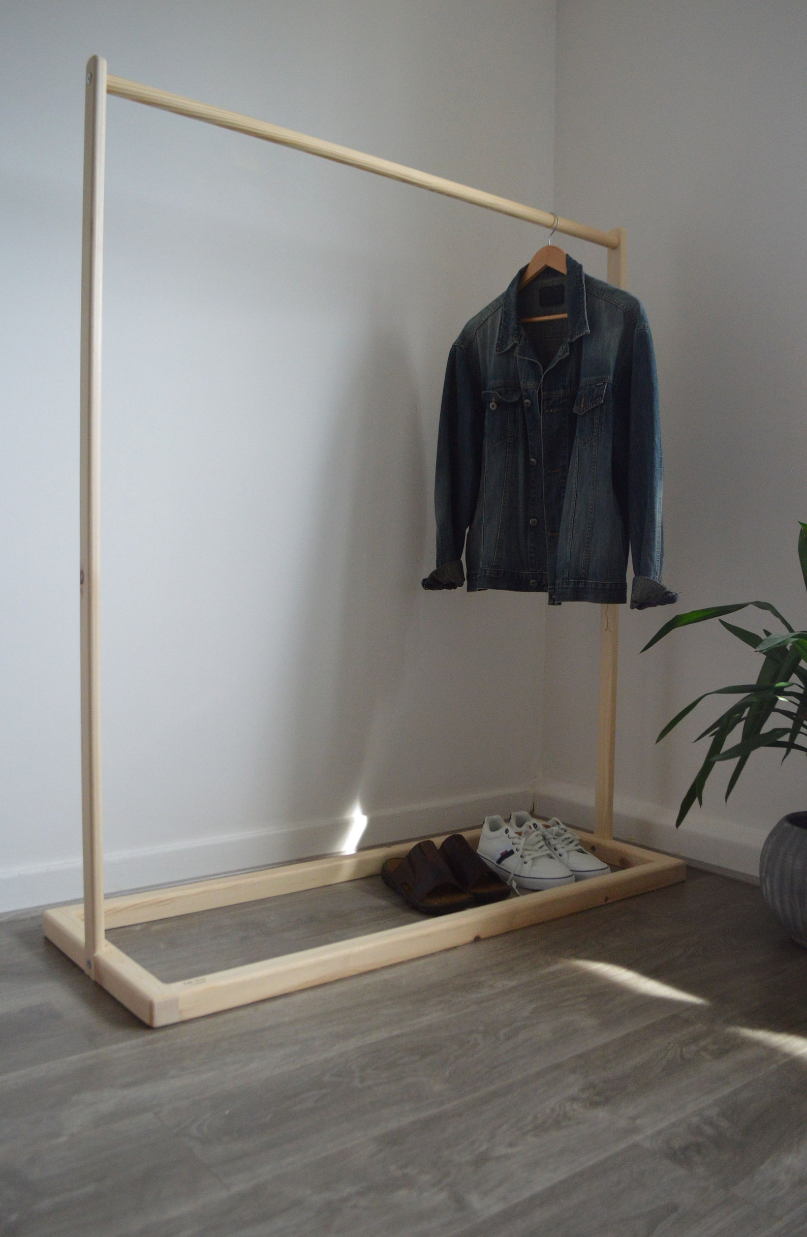 Handmade Natural Wood Clothes Rail | Etsy