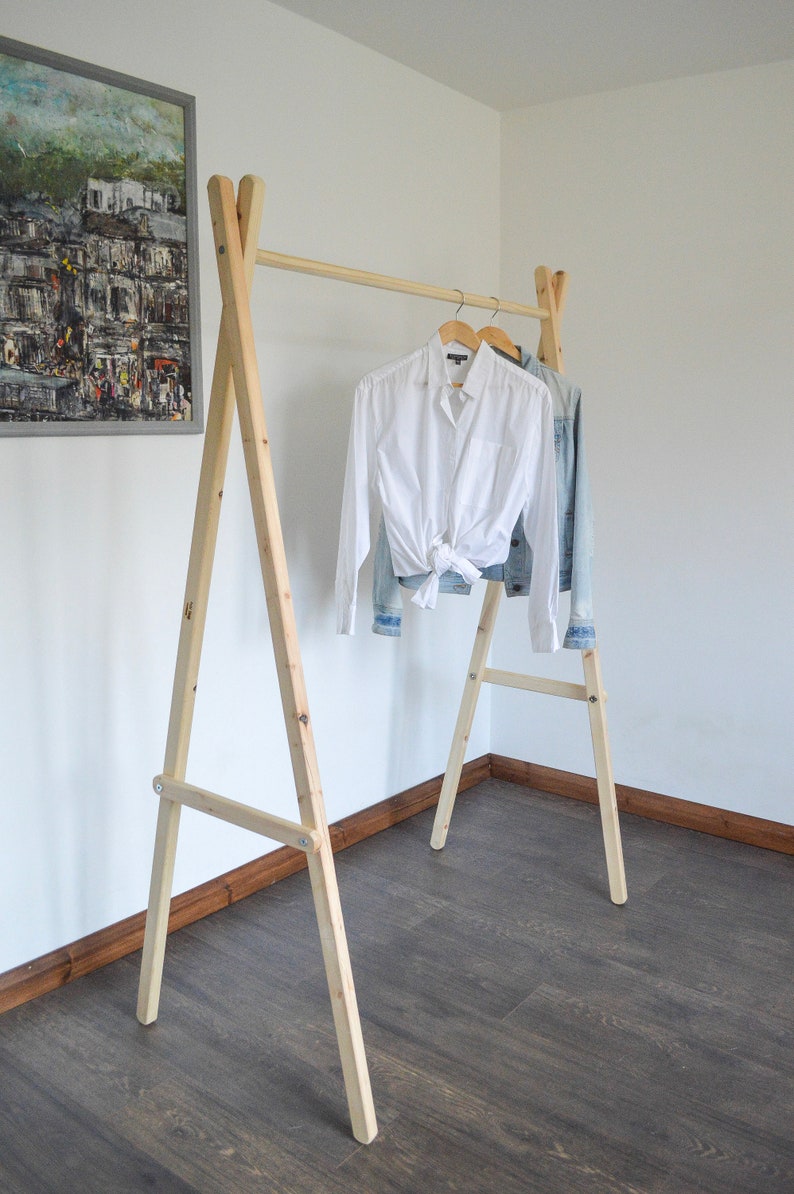 Handmade Natural Wood Clothes Rack Clothes Rail - Etsy