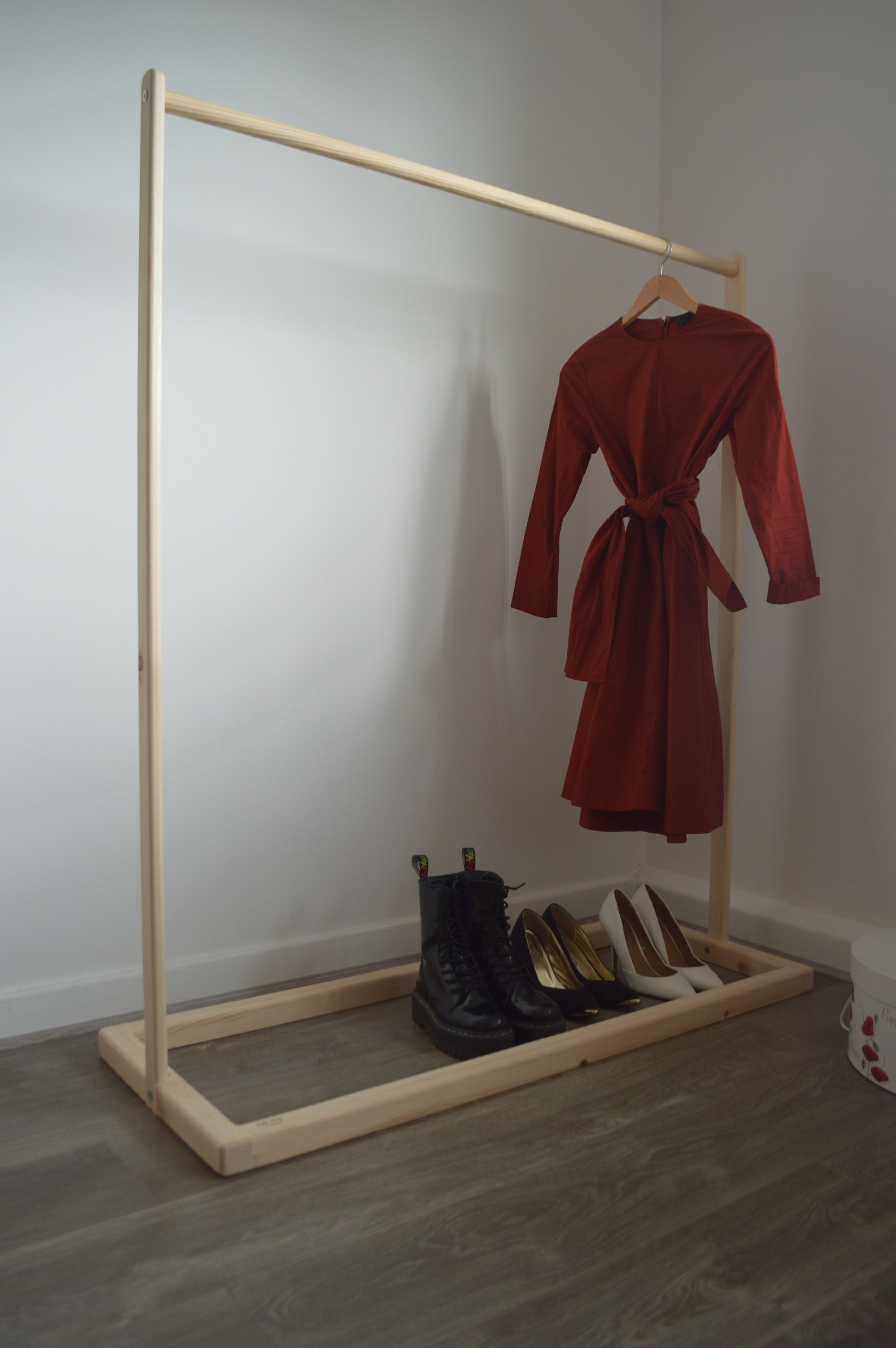 Handmade Natural Wood Clothes Rail | Etsy