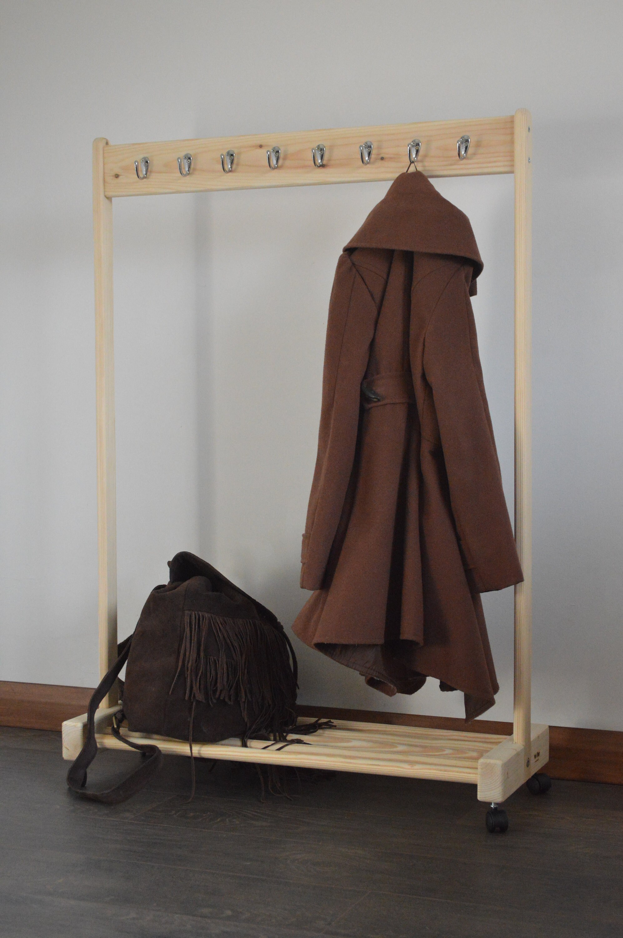 Handmade Natural Pine Wood Clothes Rail With Shelf and - Etsy UK