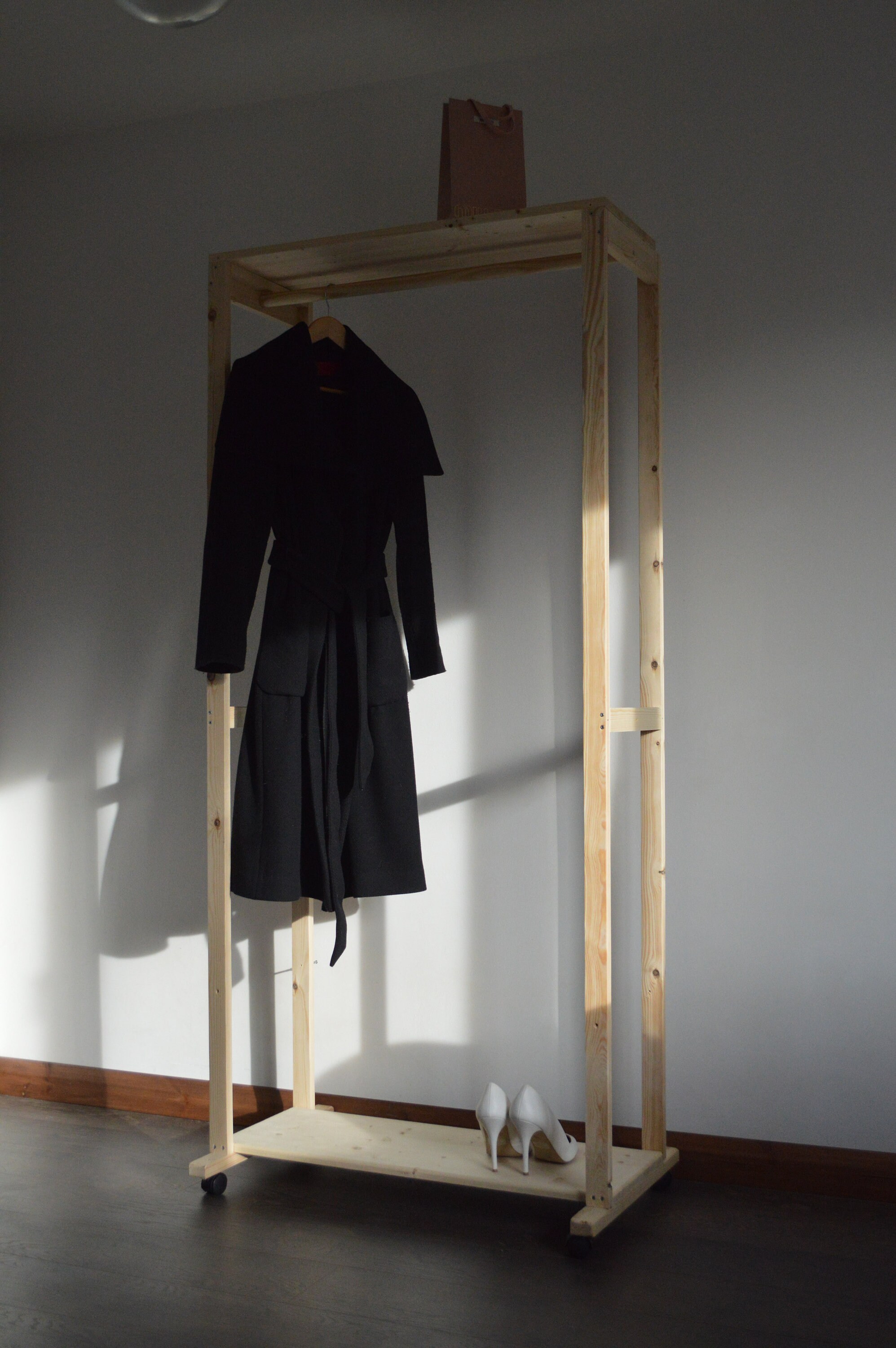 Handmade Clothes Rail Clothes Rack with 2 Shelves | Etsy