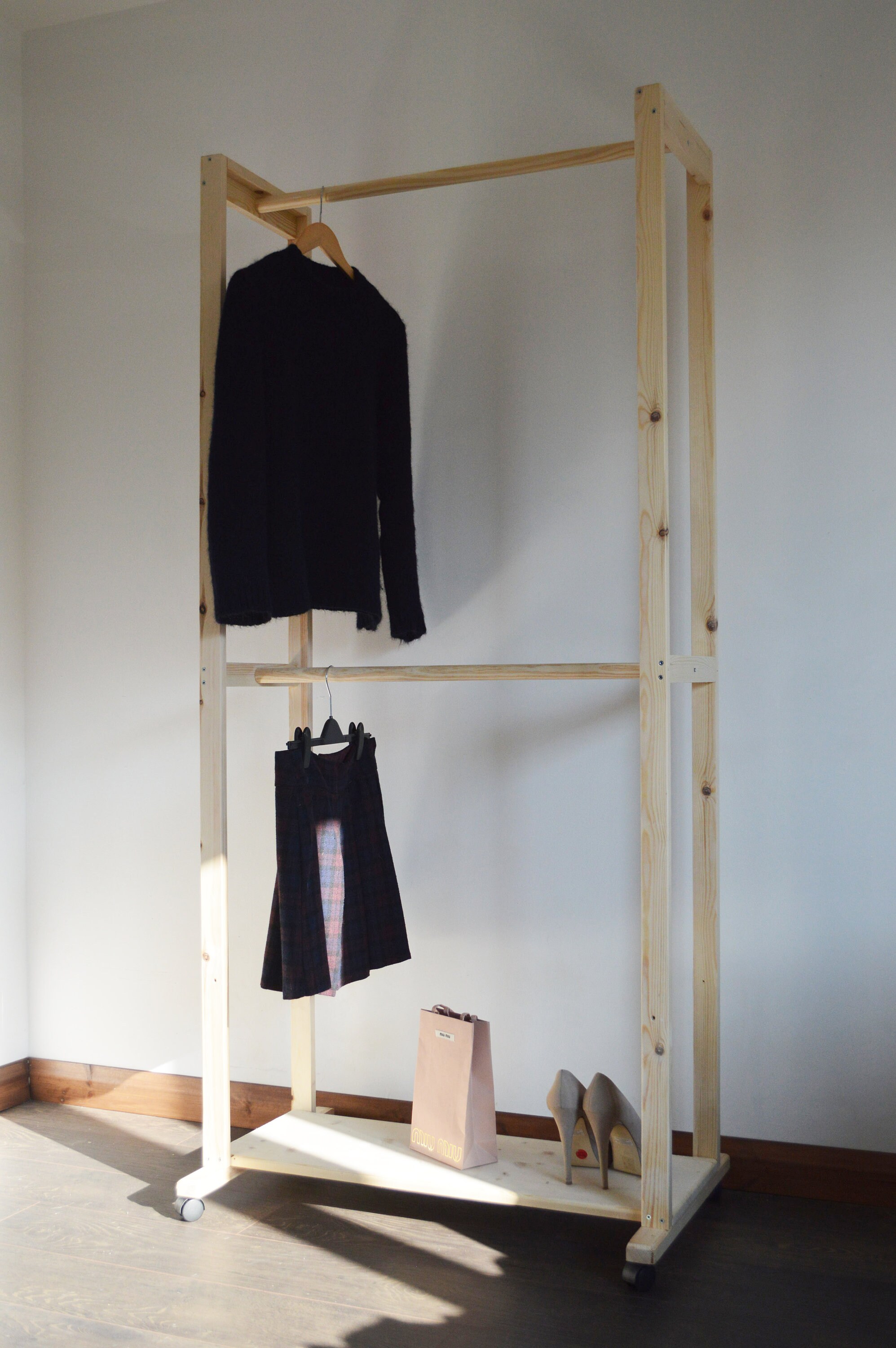 Handmade Clothes Rail Clothes Rack With 2 Hanging Poles - Etsy UK
