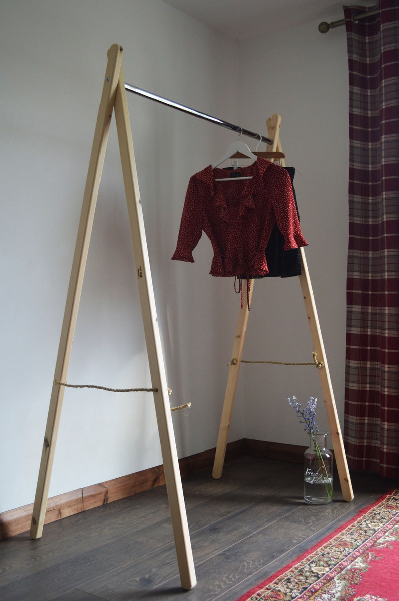 Handmade Natural Wood Clothes Rack Clothes Rail - Etsy